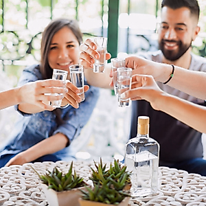 Oggi Tall Shot Glasses w/Heavy Base, Set 6 - Real Glass Shot Glass Set, Cool & Classic Design Ideal Groomsmen Gifts, Tequila Shot Glasses, Bachelor Party Favors for Men - 2oz / 59ml