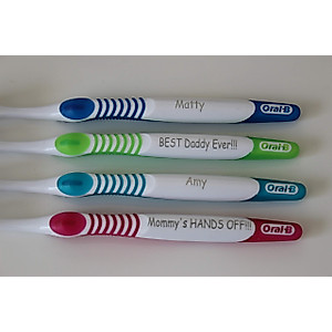 Personalized Gift Personalized TOOTHBRUSHES 4 Pack Manual Toothbrush Adults Any Name/Message Engraved