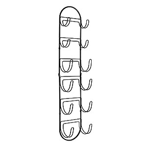 mDesign Steel Wall Mount Towel Rack with 6 Compartments - Towel Holder and Towel Storage Shelf Organizer for Bathroom, Powder Room - Concerto Collection - 2 Pack - Black