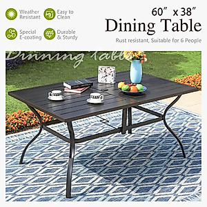 Sophia & William 7 Pieces Patio Dining Set for 6 People, Rectangular Patio Table and Rattan Chairs Set with Cushions, Outdoor Table and Chaird with 1.6"-2" Adjustable Umbrella Hole