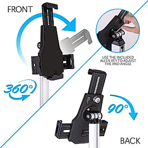 Pyle Anti-Theft Adjustable Tablet Security Stand - Metal Floor Mount Tablet Holder w/Lock, 360 ° Rotation, Works w/iPad Mini, Kindle Fire HD, Samsung Galaxy, Android Tablets - PSPADLK62