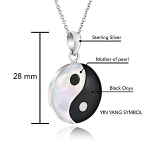 AeraVida Yin Yang Balance of Life .925 Sterling Silver Necklace for Men and Women, 18 inch