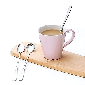 Long Handle Iced Tea Spoon, 7 Inch Stainless Steel Cocktail Stirring Durable Round Head Coffee Stirrers Smooth Teaspoon Bartending Tool Gift for Mothers Mixing Tea Milkshake Latte Cold Drink Party