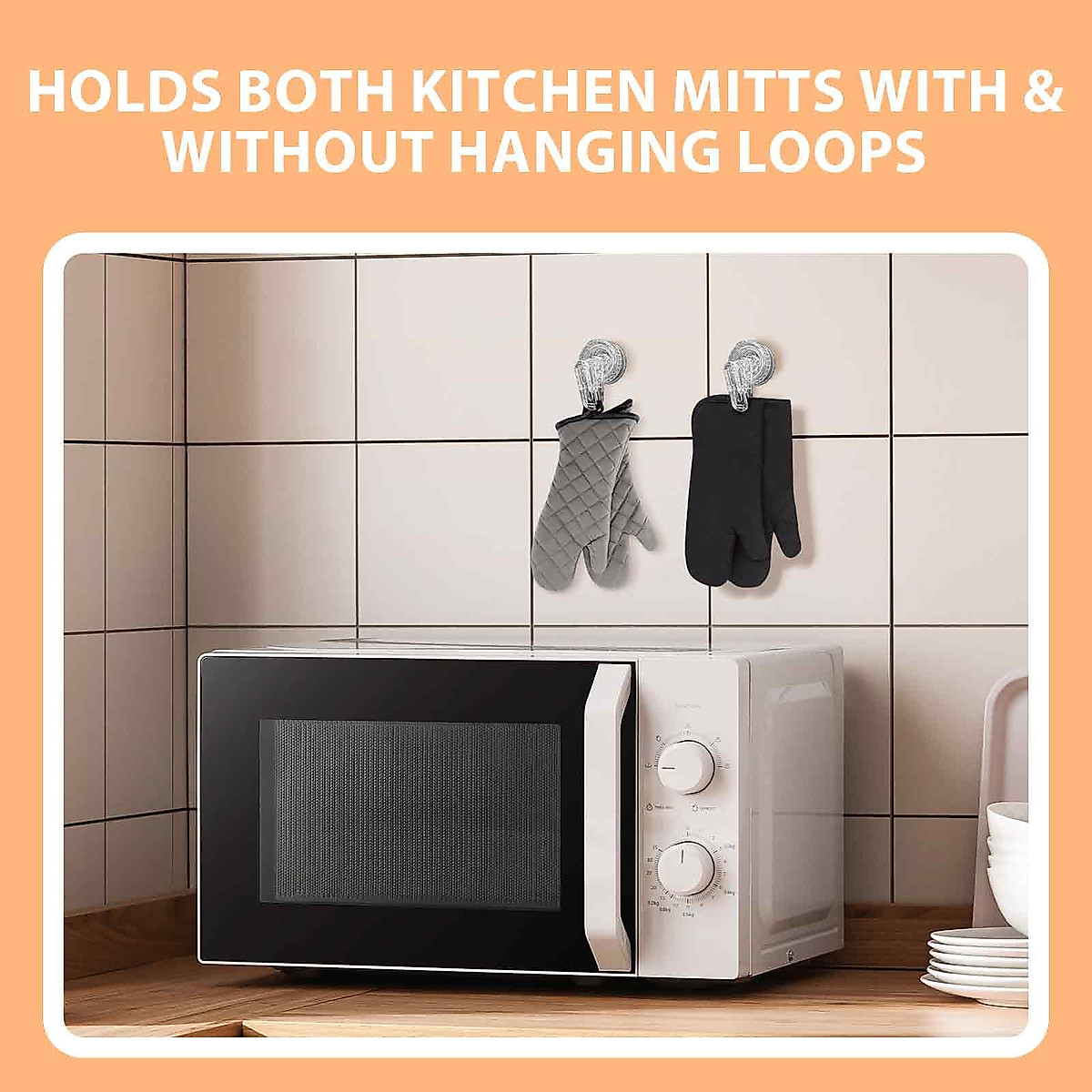 NHO Ovent Mitt Hanger - Twist Lock Suction Clips for Kitchen Stove Gloves - Hooks for Door - Towels Holder for Bathroom - Hanging Stuff for Cabinet Fridge Refrigerator - Grey