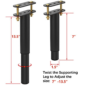POROHOM 2PCS (7"-13.5") Adjustable Metal Bed Frame Support Legs, Bed Frame Center Slats Heavy Support Leg,Extra Durable Furniture Cabine Sofa Slats Steel Support Legs Replacement Parts
