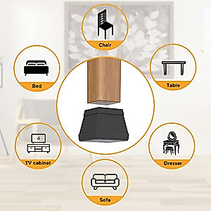 16 PCS Square Chair Leg Floor Protector, Silicone Chair Leg Cover, Furniture Leg Protectors with Felt, Mobile Table Leg pad, Protect The Floor from Scratches.1 1/2 in Black.