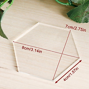 HighFree 50pcs Clear Hexagon Acrylic Place Cards for Wedding Guest Names Table Numbers, Escort Blank Rectangle Acrylic Plates for Dining Seating Chart Food Signs and Special Event