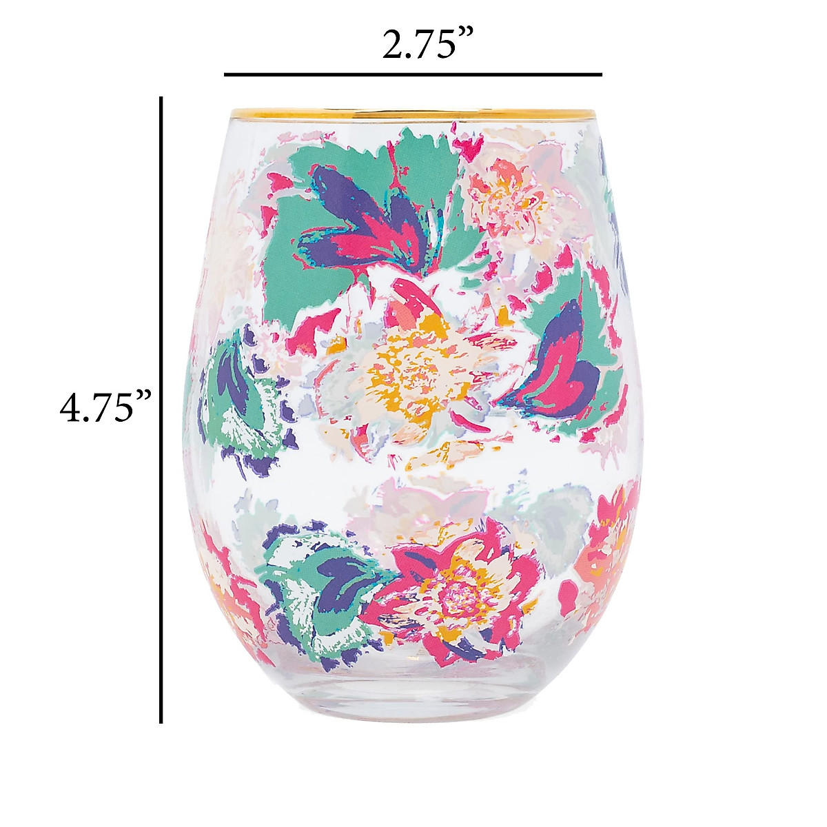 Mary Square 29284 Pink Peony Sorbet 8 ounce Glass Stemless Wine Tumbler Drinking Glass for Wine and Spirits