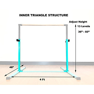 MARFULA 4FT Gymnastic Bar Set Gymnastics Horizontal Bar Gymnastics Kip Bar Teal Bar for Kids Home Use