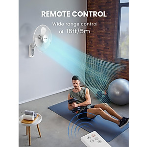 PELONIS 16‘’ Wall Mount Fan with 3 Speed Settings Oscillating Fan with Adjustable Tilt High Velocity Household Wall Mounted fan, for Garage Patios Bedroom 2 Packs White