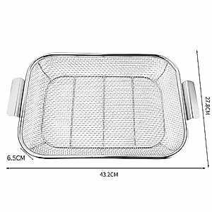 Worparsen Grill Basket for Outdoor Grill Stainless Steel Fry Basket,Stainless Steel Perforated Grill Baskets for Grilling Veggies Seafood and Meats Heating Holes Grilling Roasting BBQ Basket Stainle