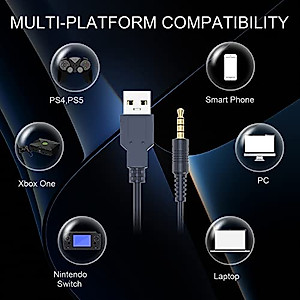 GAMELITE Gaming Headset for Xbox One, PS4, PS5, Bass Surround and Noise Cancelling with Flexible Mic, 3.5mm Wired Adjustable Over-Ear Headphones for Laptop PC Smartphones