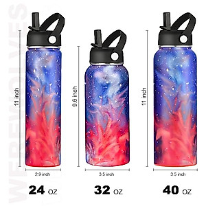 WEREWOLVES Personalized Insulated Water Bottle with Paracord Handle Straw Lid & Spout Lid, Vacuum Stainless Steel Wide Mouth Water Bottle for Adults 24 oz, 32 oz, 40 oz