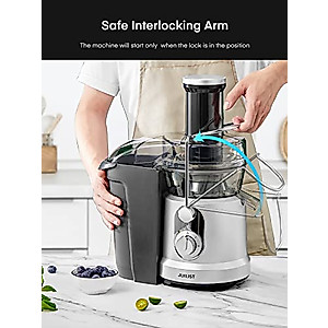 JUILIST Juicer Machines, 1000W Juicer Vegetable and Fruit with 3.2" Wider Mouth Food Chute, Easy to Clean, Large Power（1300W Peak）Juicer Extractor, 4S Fast Juicing & 2 Speeds Setting, Silver