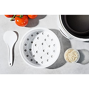 Reishunger Rice Cooker & Steamer with Keep-Warm Function - 5 Cups Uncooked Rice - Ceramic Coating incl. Steamer Insert - For 1-6 People