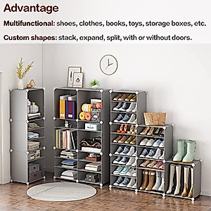 Aeitc Shoe Rack Organizer Shoe Storage Cabinet Narrow Standing Stackable Space Saver (72 Pairs, Grey)