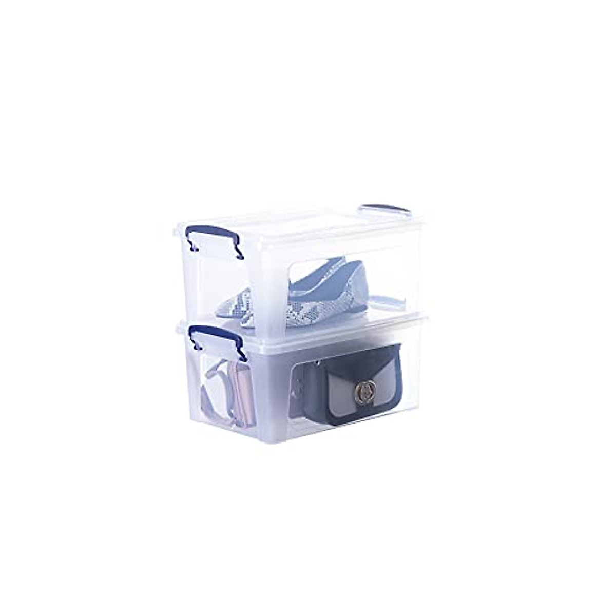 Superio Clear Storage Bin with Lid, Stackable Plastic Deep Storage Latch Box with Snap Lock Closure (9.5 Quart)