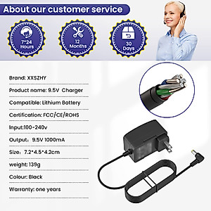 XXSZHY 9.5V AC/DC Adapter for Casio Power Supply Charger for Casio Piano Keyboard - Only Compatible for Listed Models (8.2 Ft Long Cord) (9.5v 1a)