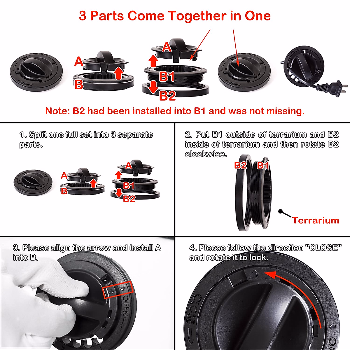 REPTIZOO 45 Gallon Glass Reptile Terrarium 24" x 18" x 24" Knock-Down Reptile Tank with Double Hinge Door and Top Screen Ventilation Easy Assembly Terrarium