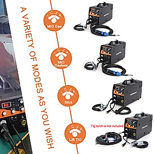 Aluminum MIG Welder 200Amp 220V DG-2000 5 in 1 Multi-Process Mig/Fluxcore/Stick/Lift Tig/Spool gun IGBT Inverter Welder Flux Core/Solid Wire 2/10LBS Supports Welding Aluminum with Spool Gun