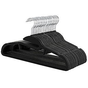 Elama Home 30 Piece Rubber Non Slip Hanger with U-Slide in Black, 30 Piece Set (ELH-30)
