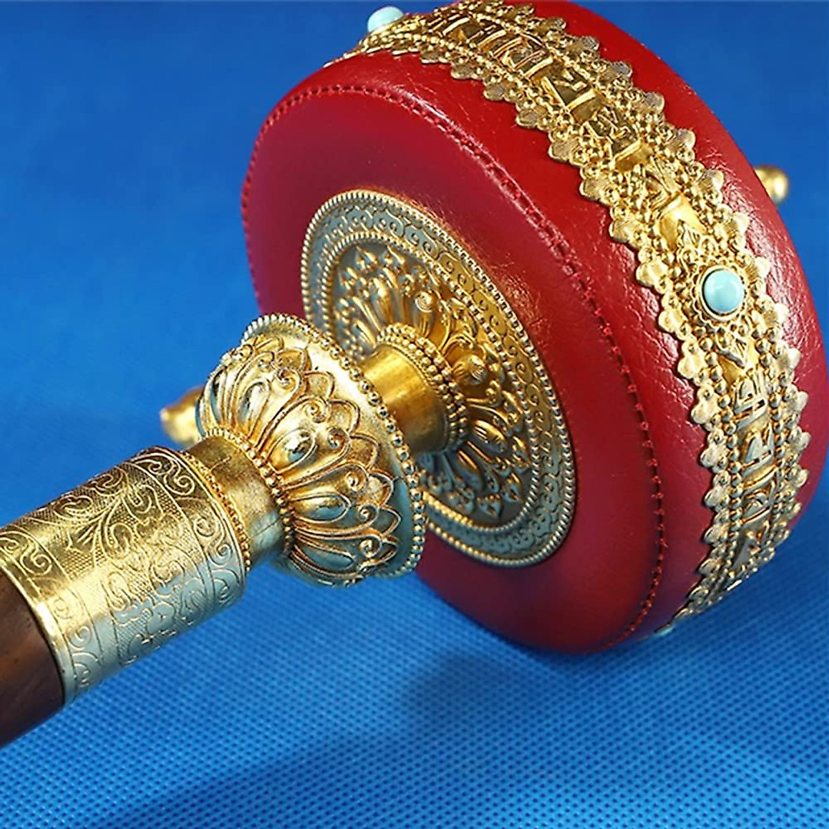 Om Mani Padme Hum Prayer Wheel, Premium Hand Held Tibetan Buddhist Copper Handmade Prayer Wheel with Mantra Scroll, Buddha Religion Scriptures Prayer Wheel for Spiritual Blessing,Meditation&Relaxation