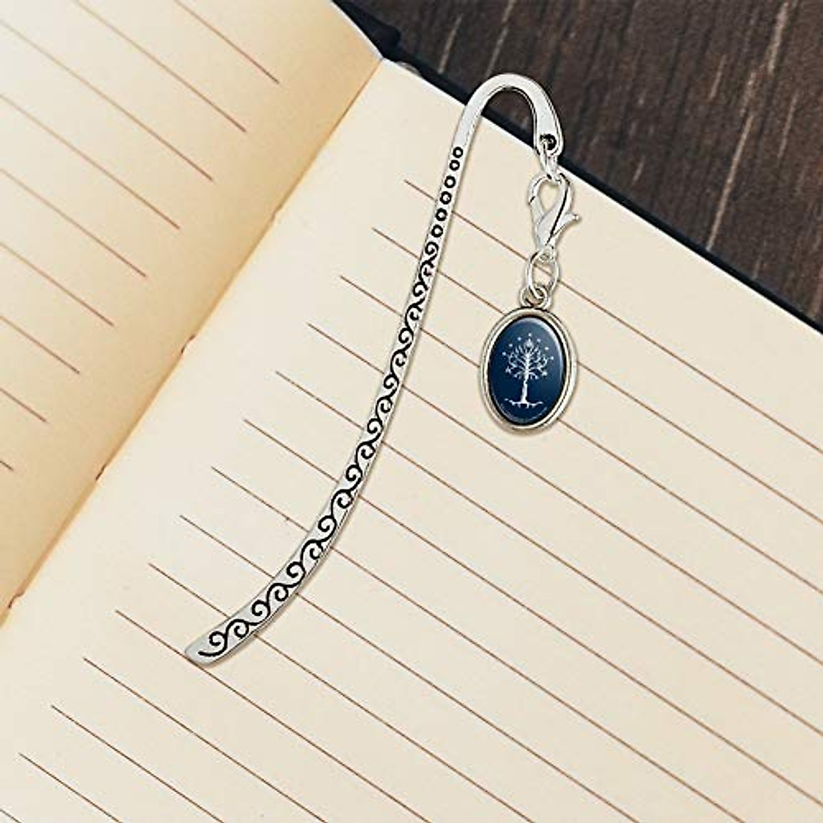 THE LORD OF THE RINGS Tree of Gondor Metal Bookmark Page Marker with Oval Charm