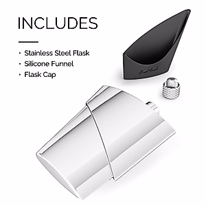 Final Touch Aero Flask Travel Liquor Container - 3.4 oz 100ml Carry-On Flask with Built-in Funnel - Aerodynamic Design Inspired by Airplane Wings - Stainless Steel - Comfortable for Pocket (FTA1820)
