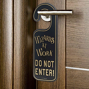 Harry Potter Double-Sided Reversible Wood Door Hanger - Wizards at Work and Hogwarts Vistors Welcome