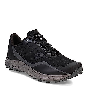 Saucony Men's Peregrine 12 Trail Running Shoe, Black/Charcoal, 11 Wide