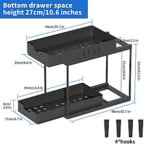 WISCLASS 2 Pack Under Sink Organizer,2 Tier Bathroom Cabinet Organizer with Sliding Basket,Multi-Purpose Under Sink Organizers and Storage for Bathroom Kitchen