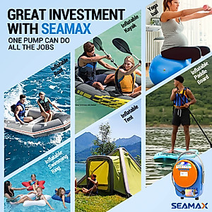 Seamax SUP20Max Double Stage 20PSI Electric Air Pump for Inflatable SUP and Boat, Intelligent Firmware with Built-in Temperature Sensor and Timer