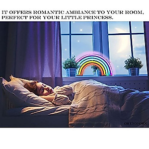QiaoFei Cute Rainbow Light Signs for Kids Gift's Gift LED Rainbow Neon Signs Rainbow Lamp for Wall Decor Bedroom Decorations Home Accessories Party Holiday Battery or USB Operated Table Night Lights
