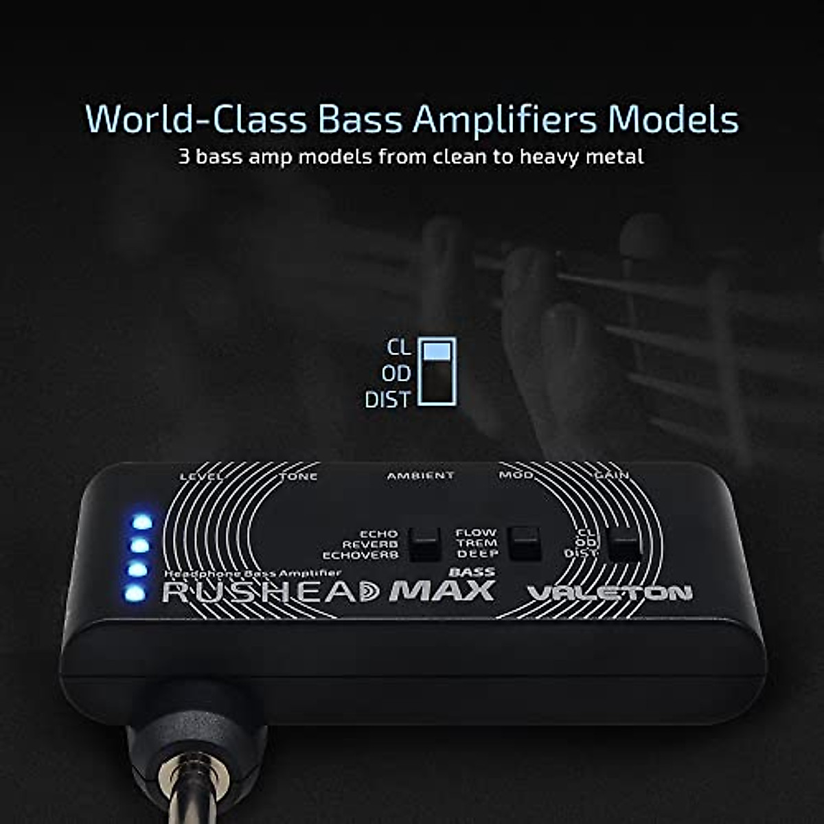 Valeton Rushead Max Bass USB Chargable Portable Pocket Bass Headphone Amp Carry-On Bedroom Plug-In Multi-Effects