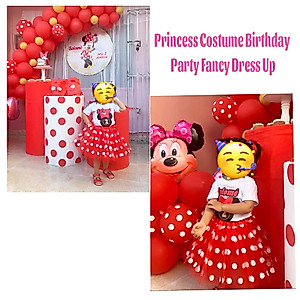 Red and White Polka Dots Tutu for Girls Princess Ballet Tulle Tutu Dress-Up Birthday Christmas Tutu Costume 3-8Y