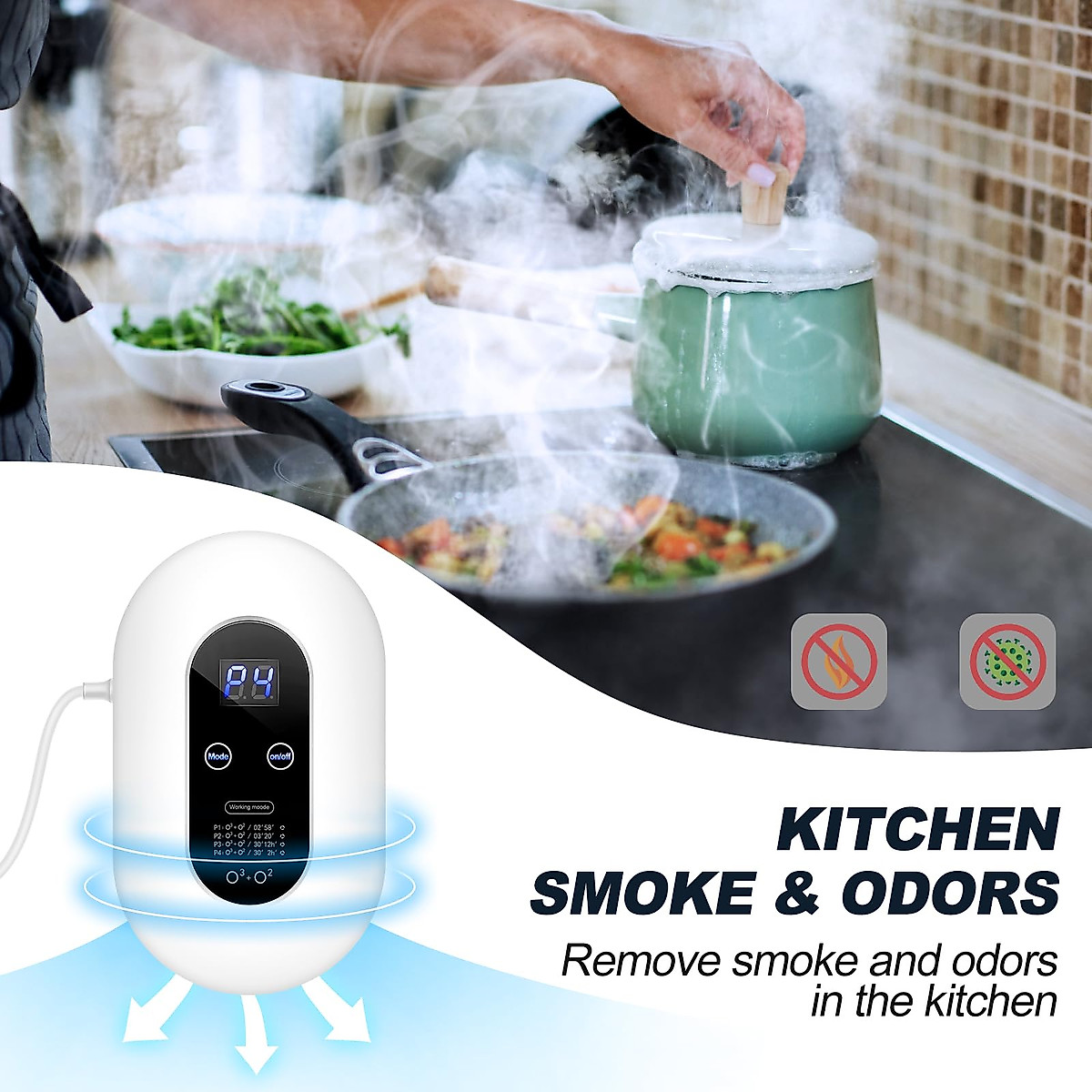 Ozone Odor Eliminator for Strong Odor 99% Cat Litter Deodorizer Dog Poof Odor Removal Home Plug in Air Purifier for Bedroom Toilet Kitchen Pets Shoe Bathroom Smoke Car Formaldehyde Air Freshener White