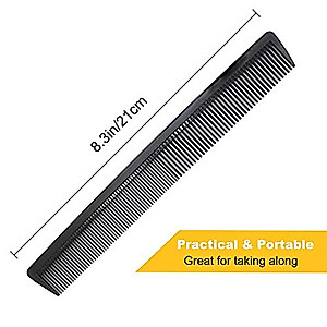 Carbon Fiber Cutting Comb, Professional 8.3” Hair Dressing Comb, Anti Static Heat Resistant Comb For All Hair Types, Fine and Wide Teeth Hair Barber Comb