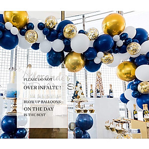 Soonlyn Navy Blue and Gold Balloons 130 Pcs 12 Inch Confetti Balloons White Latex Balloon Garland Kit with Balloon Accessories for Baby Shower 1st Birthday Wedding Party
