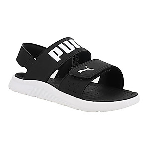 PUMA Men's Backstrap Sandal Slide, Black-White, 9