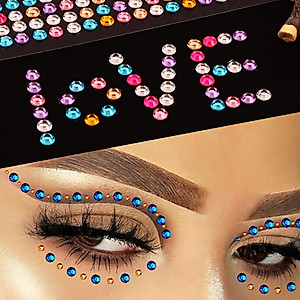 1575 Pieces Eye Face Gems Self-Adhesive Rhinestone Stickers for Makeup, Rainbow Glitters Jewels Face Stickers, for DIY Nail Body Accessories