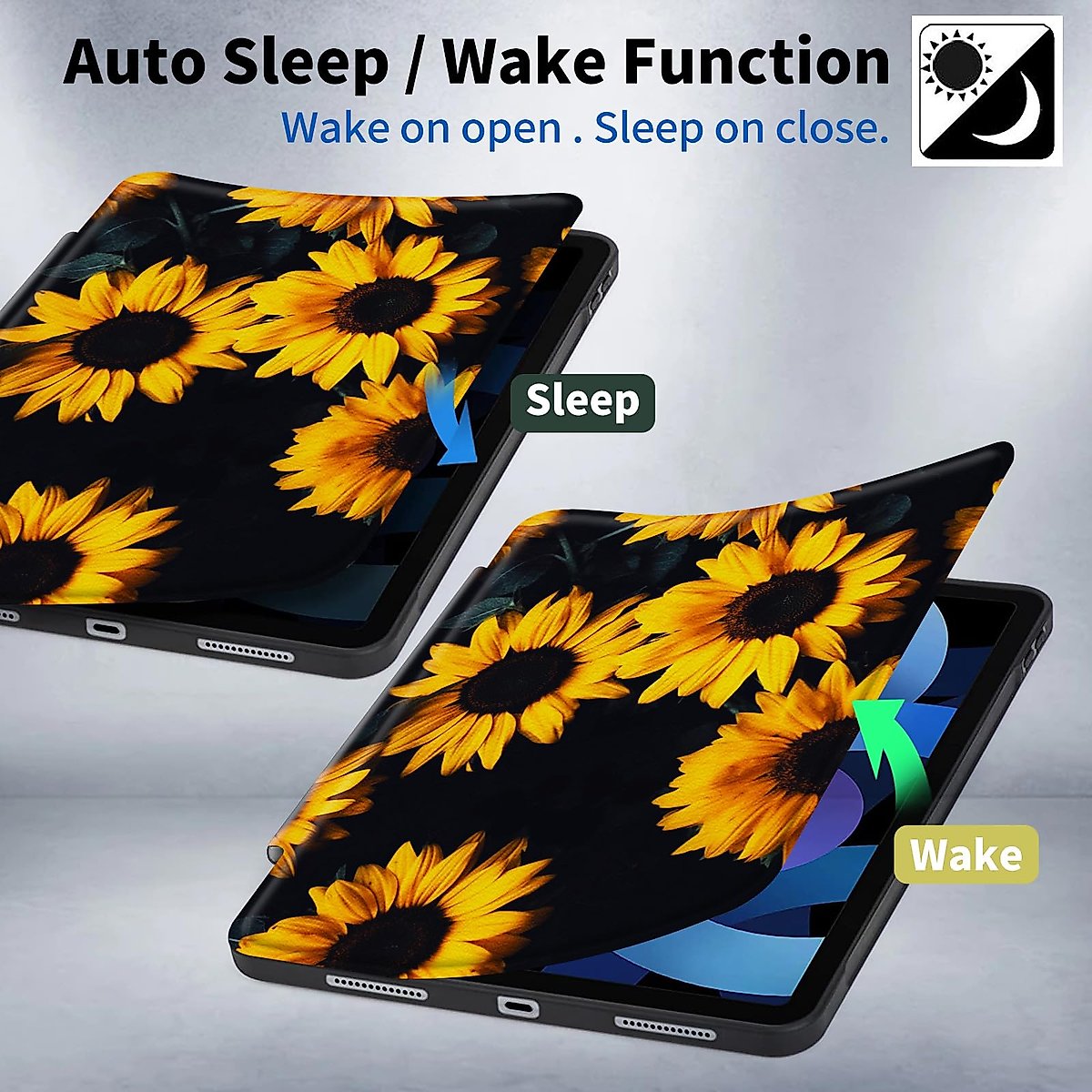 BPQOJB for Samsung Galaxy Tab A8 Case Galaxy Tab A8 10.5 Case 360 Degree Rotating PU Leather Smart Cover with Auto Wake/Sleep Tablet Case for Galaxy Tab A8 10.5 inch 2022 - Yellow Sunflowers
