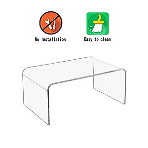 GETCK Acrylic Coffee Table. Modern Clear Side Table Bedroom Or Living Room Furniture, Waterfall Coffee Table, Fashion Sofa Table with Round Edges,24'' L x 14'' W x 12'' H