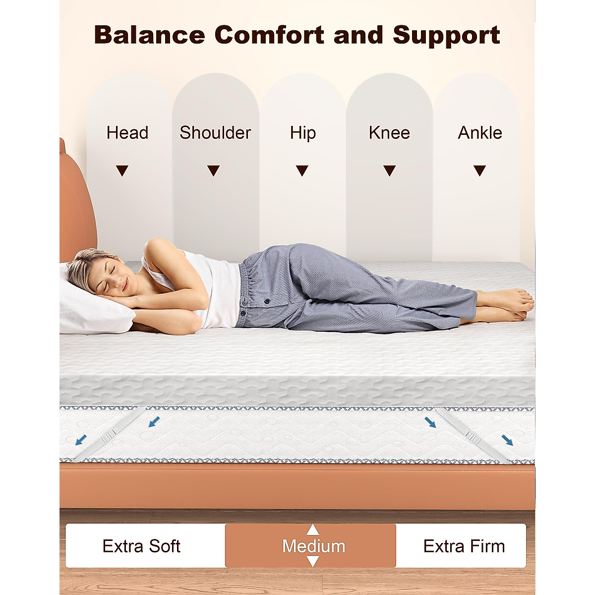 Slumbrae 4" [RV King] Memory Foam Mattress Topper for RV with Ultra Soft Cover, CertiPUR-US Certified, 72"*80"