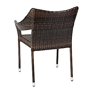 Flash Furniture Ethan Commercial Grade Patio Chair, All Weather PE Rattan Wicker Stacking Patio Dining Chair, Espresso