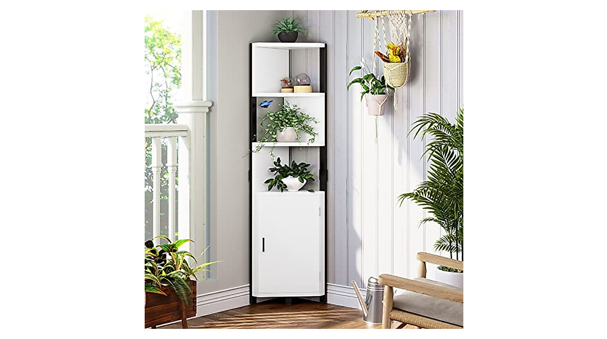 YITAHOME 5-Tier Corner Bookshelf for Stylish Storage