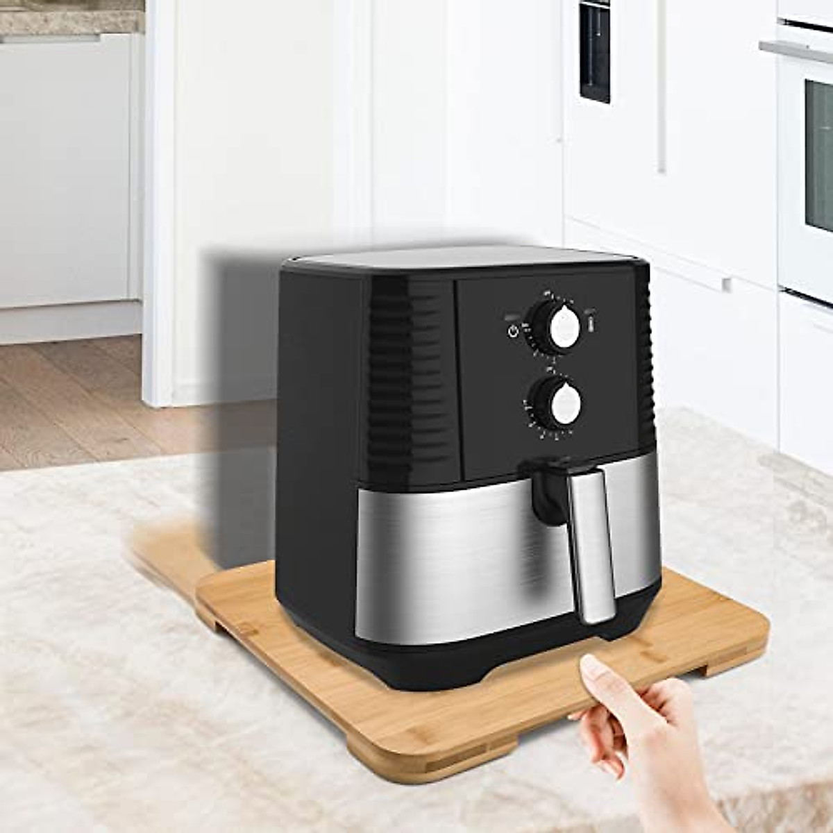 Small Appliance Slider for Kitchen Appliances - Under Cabinet Bamboo Slider for Coffee Maker, Espresso Machine, Blender, Air Fryer, Stand Mixer, Toaster, Moving Tray for Counter (11.8"W x14.2"D)