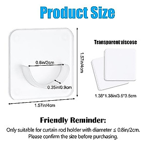 6Pcs Adhesive Shower Curtain Rod Holder, SHAIDOJIO, Transparent Shower Curtain Rod Mount Holder, Shower Curtain Rod Tension Brackets No Drilling for Wall, Bathroom, Windows, Wardrobe