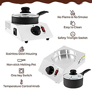 POWLAB Electric Chocolate Warmer Melting Pot Ceramic Removable Pot Candy Melting Machine Chocolate Melter Pot for Dipping 1L Capacity & Temperature Setting for Melting Candy, Butter, Cheese, Caramel