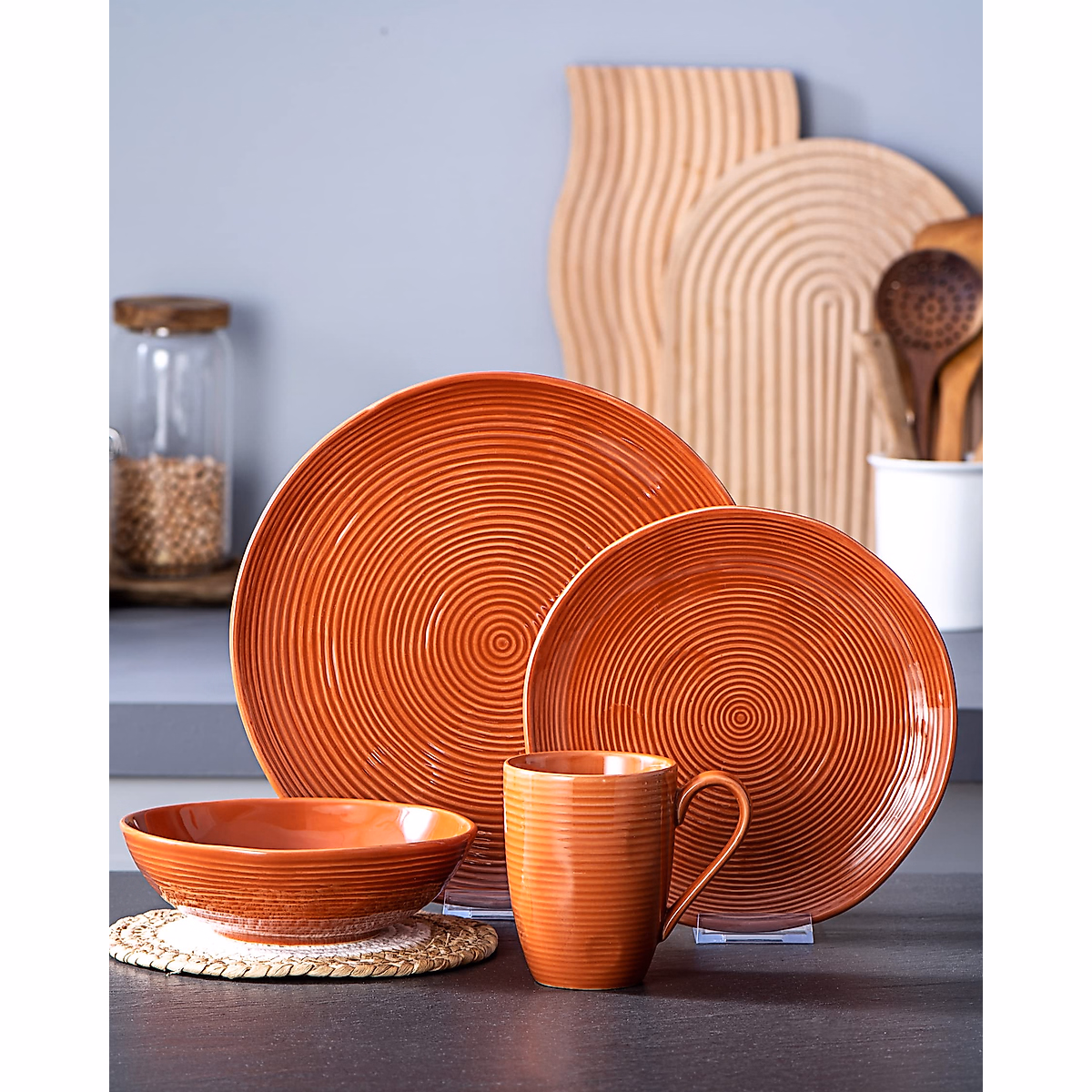 HENXFEN LEAD Ceramic Bowls Set of 4 for Salad, Cereal, Soup, Pasta - 7 Inch Stoneware Ramen, Noodles Bowls for Serving 24 Oz, Microwave & Oven, Dishwasher Safe, Scratch Resistant, Brown