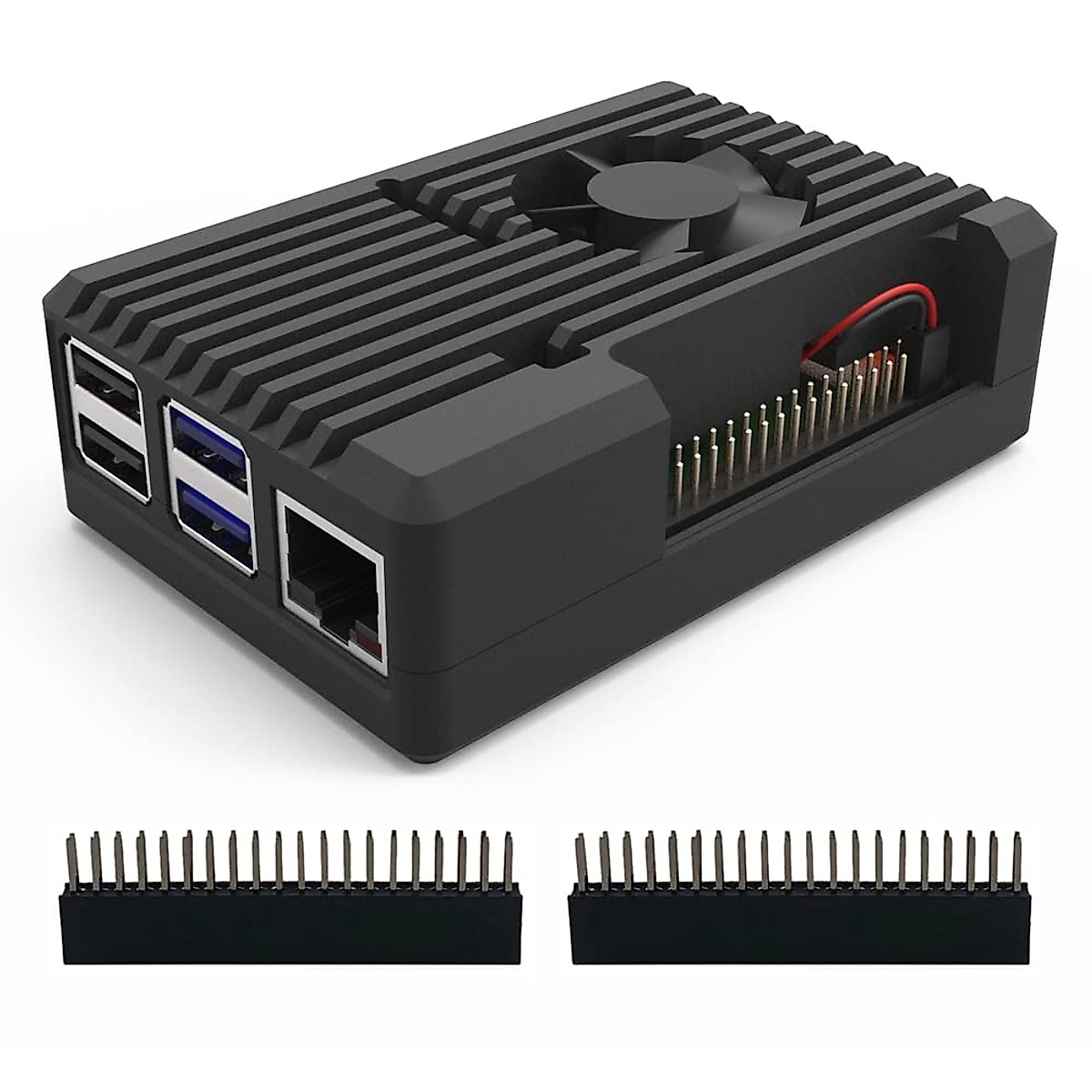 GeeekPi Armor Case with PWM Fan for Raspberry Pi 4, Pi 4 Passive Aluminum Alloy Case with PWM Cooling Fan for Raspberry Pi 4 Model B/Pi 4B/Pi 4 (3510 PWM Fan)